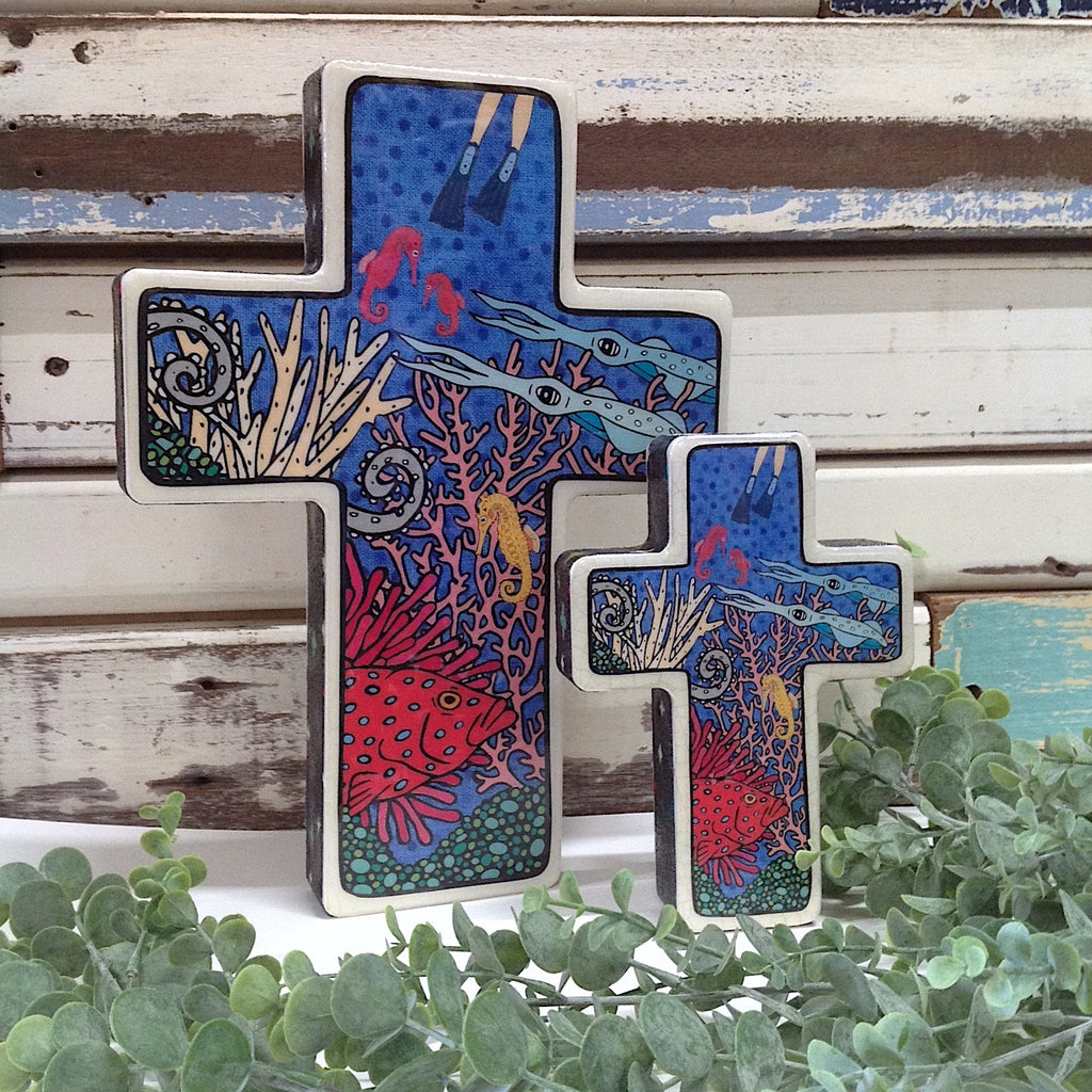 Coral Reef Cross - Large – Lost & Found Art Co
