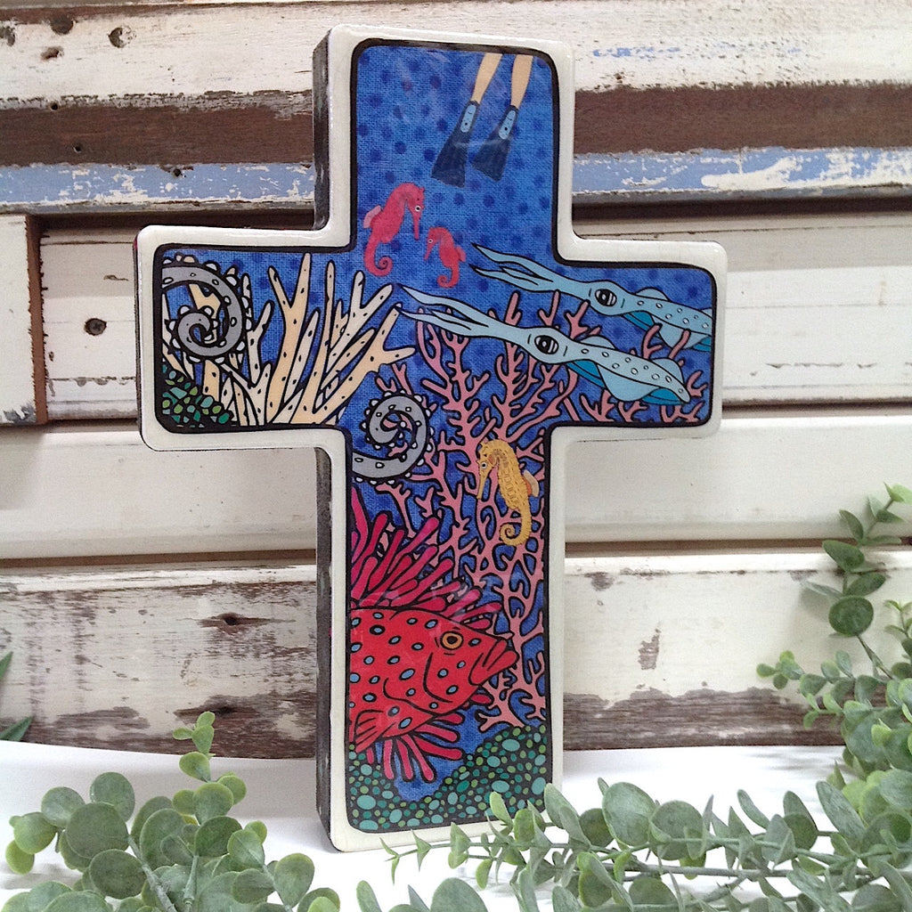 Coral Reef Cross - Large – Lost & Found Art Co