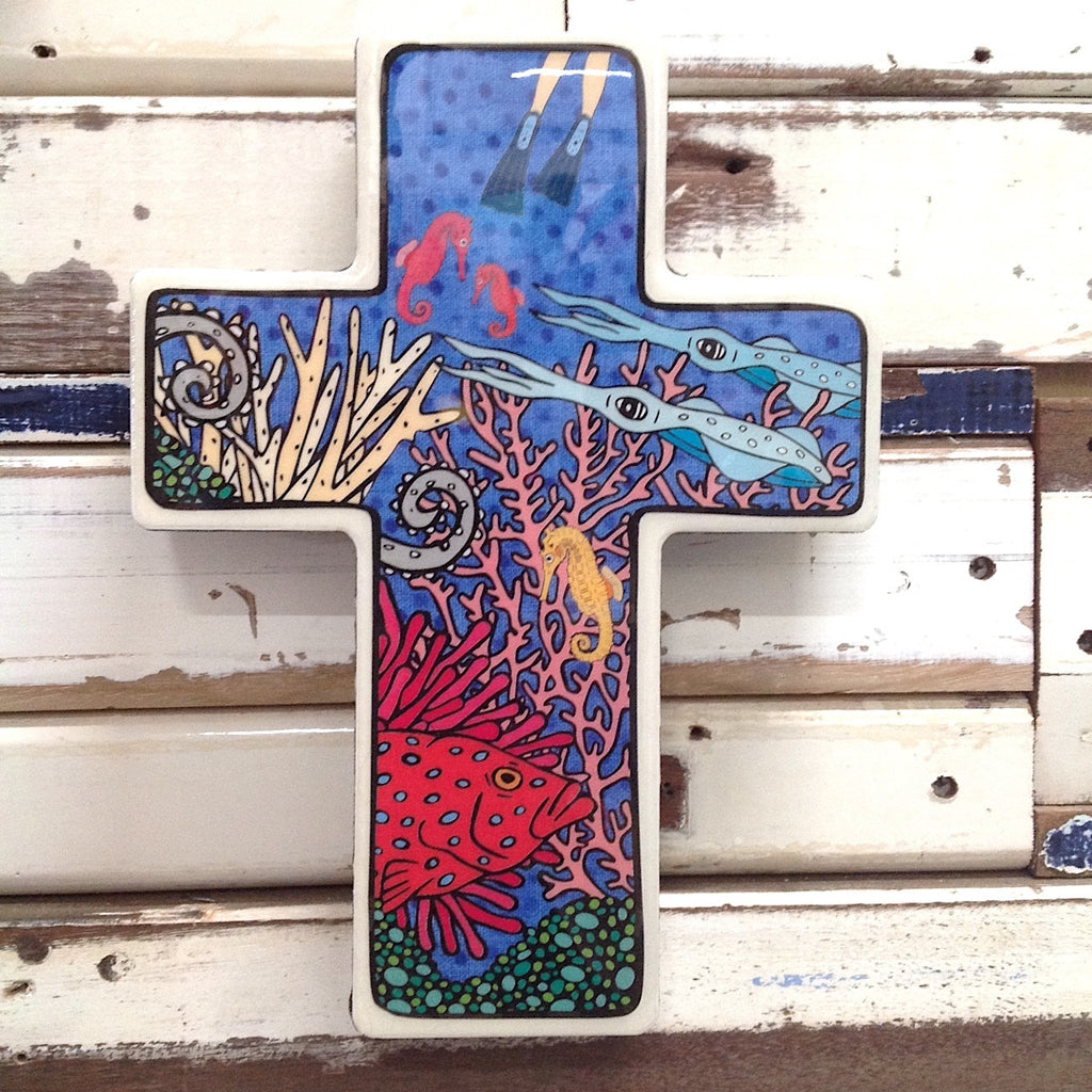 Coral Reef Cross - Large – Lost & Found Art Co
