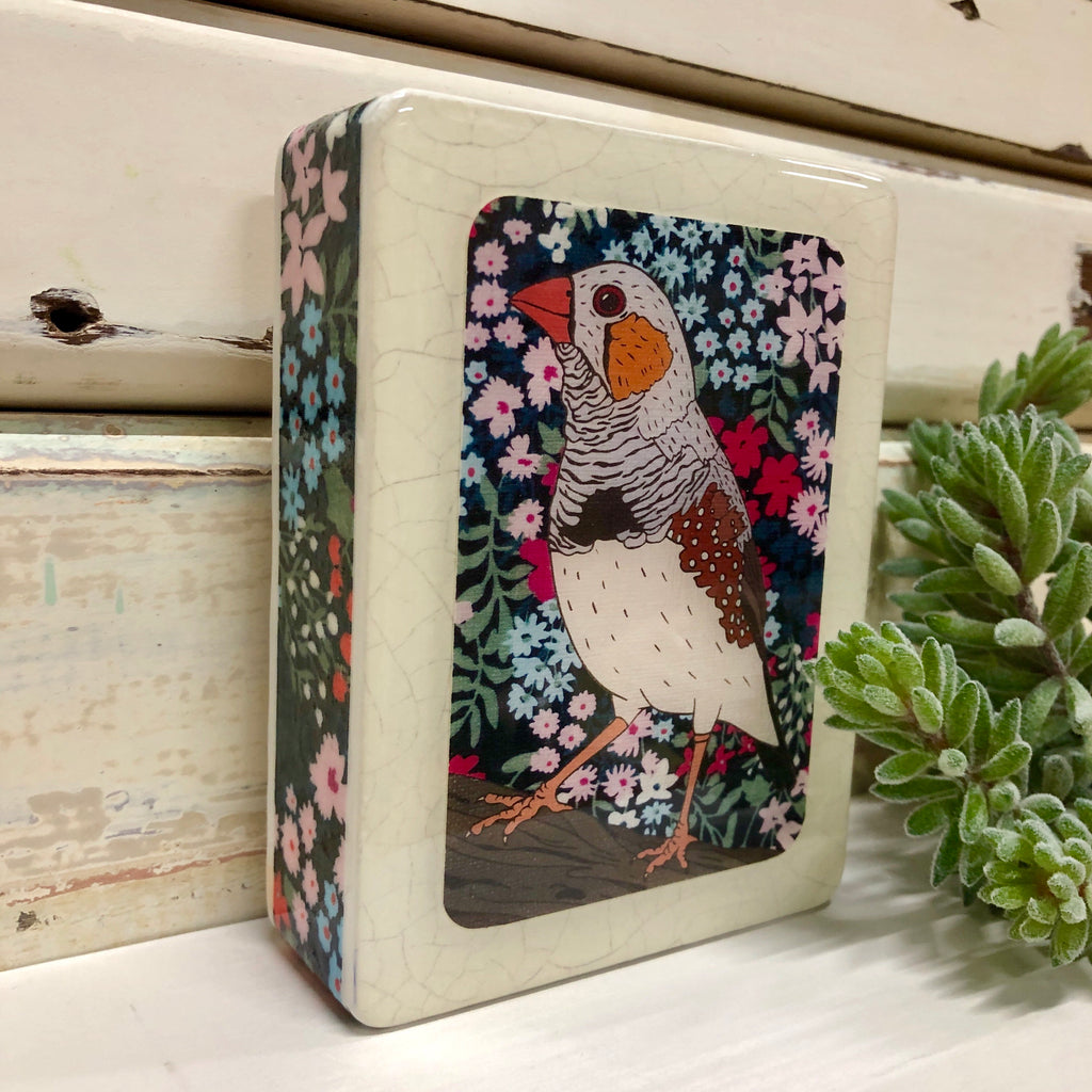 Mini Woodblock - Zebra Finch – Lost & Found Art Co